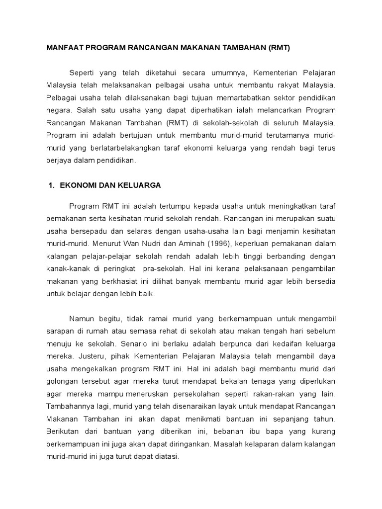 Kesan Program Rancangan Makanan Tambahan | PDF