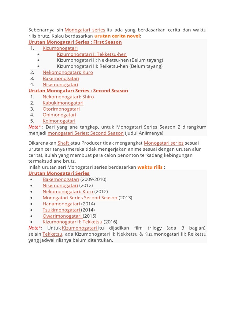 Monogatari The Series | PDF