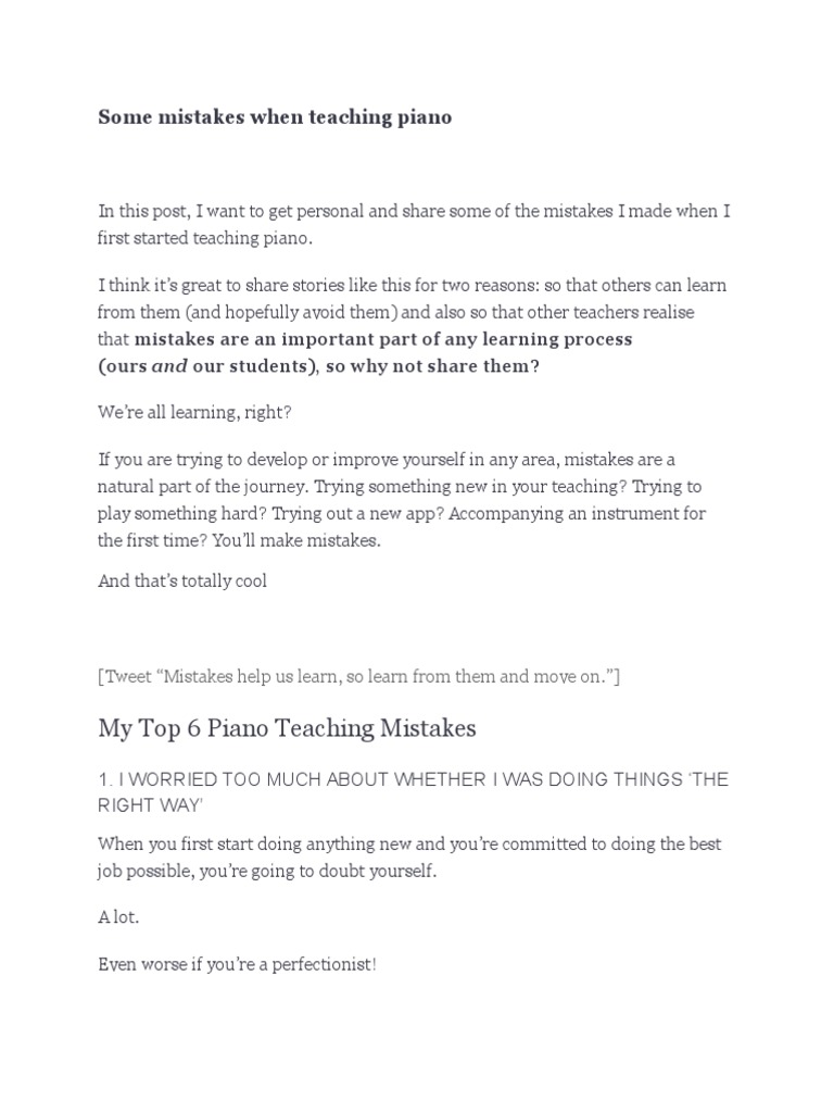 Piano Teaching Mistakes | PDF | Music Education | Test (Assessment)