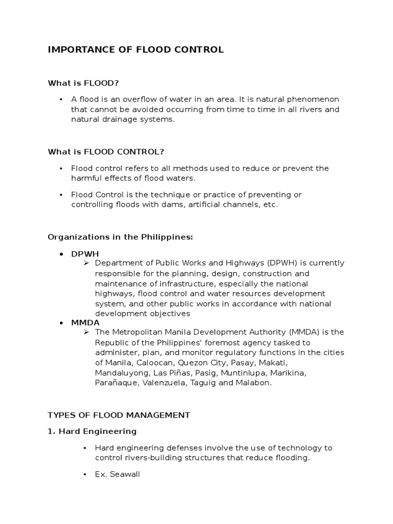 Importance of Flood Control | PDF | Flood | Metro Manila