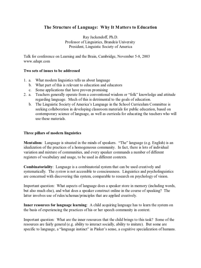 Structure of Language | PDF | English Language | Language Acquisition