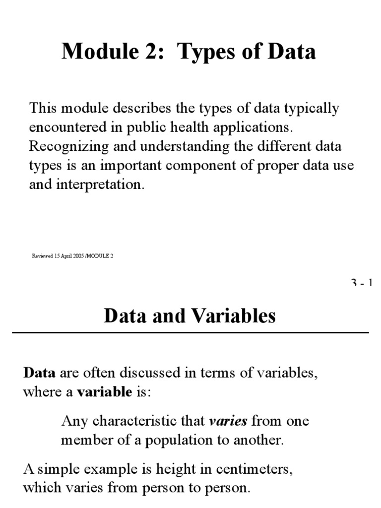 MODULE 03 Types of Data | PDF | Level Of Measurement | Categorical Variable