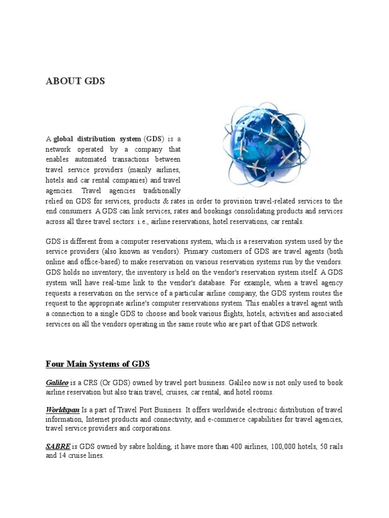 About GDS: A Global Distribution System (GDS) Is A | PDF | Travel ...