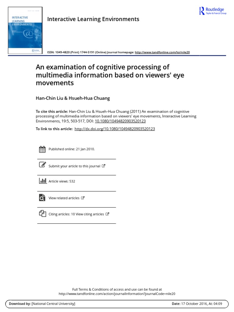 Eye Tracking Reveals How Learners Process Multimedia Information An Examination Of Cognitive