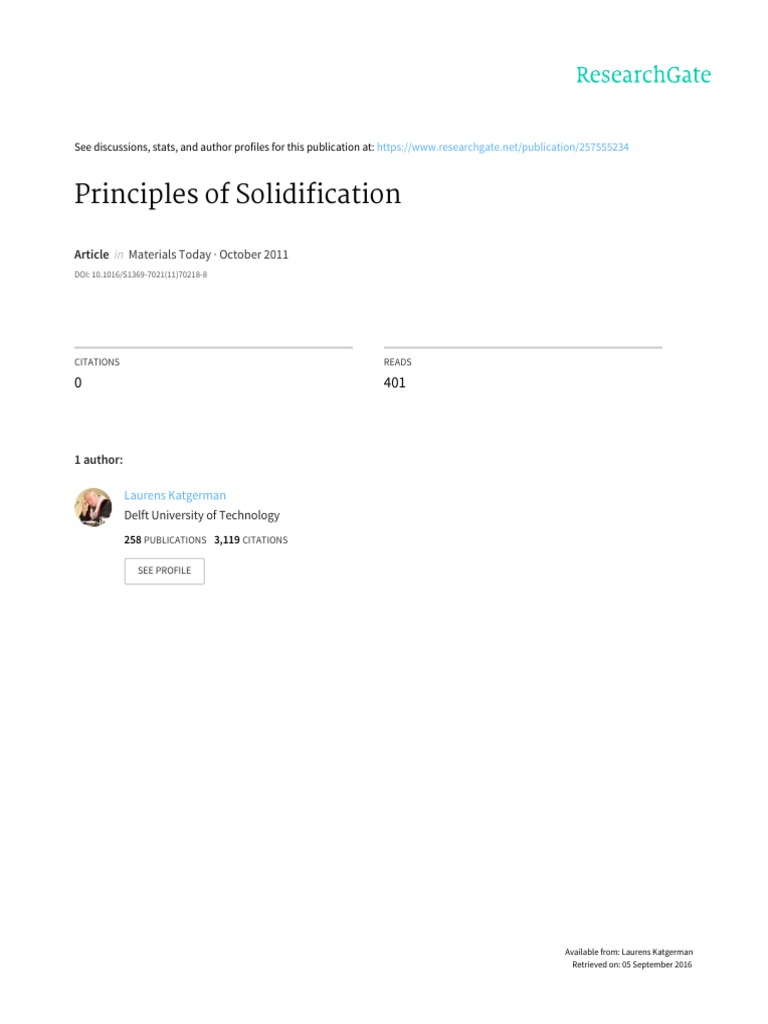 Principles of Solidification | PDF | Casting (Metalworking) | Freezing