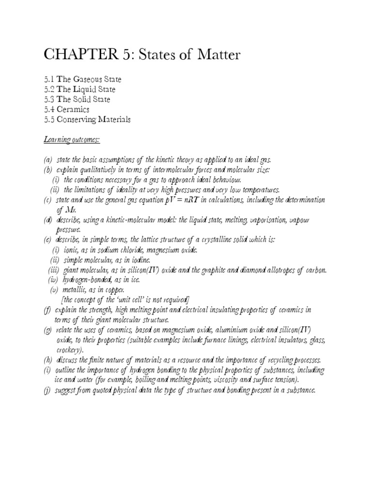 Chapter 5 - States of Matter | PDF | Evaporation | Gases
