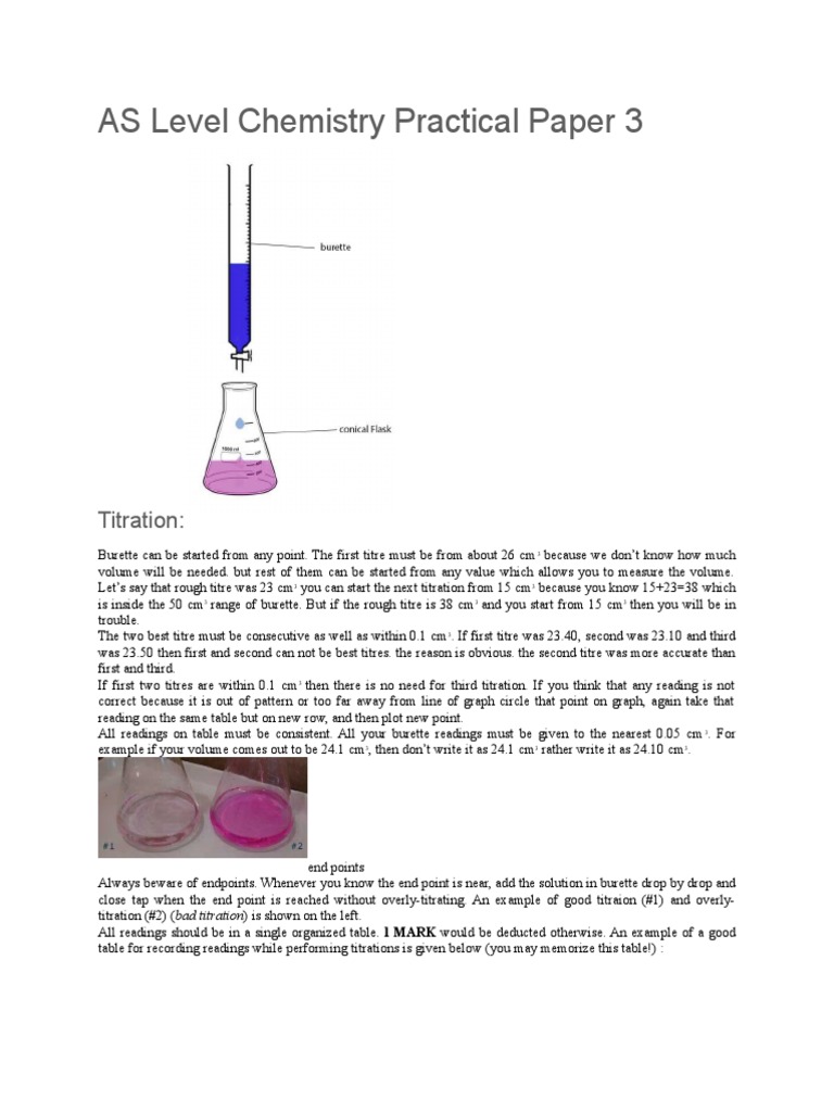 AS Level Chemistry Practical Paper 3: Titration | PDF | Aldehyde | Enthalpy