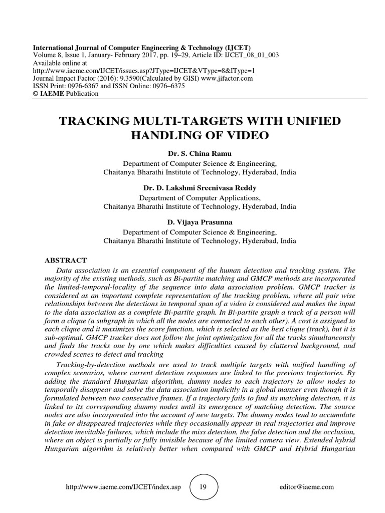 Tracking Multi-Targets With Unified Handling of Video | PDF | Mathematical Optimization ...