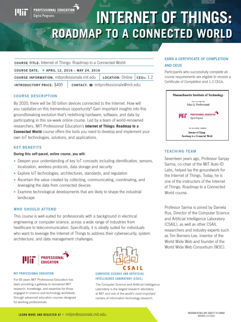 IoT Flyer PDF | PDF | Internet Of Things | Massachusetts Institute Of ...