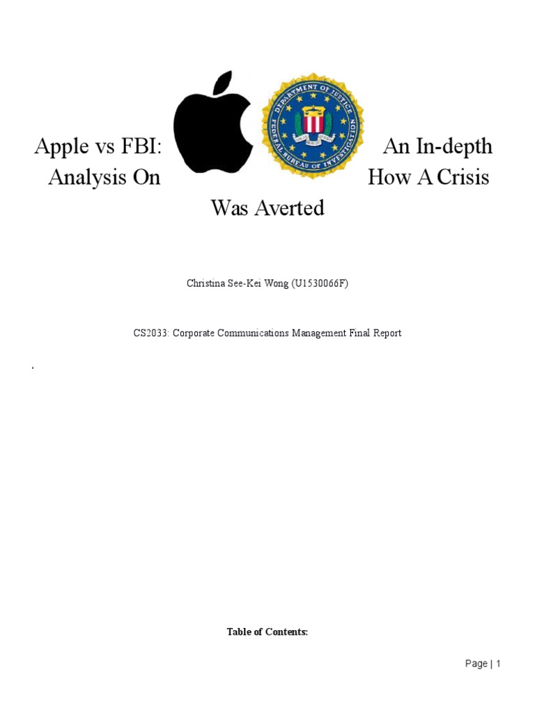 Apple vs. FBI Case Study | PDF | Apple Inc. | Reputation