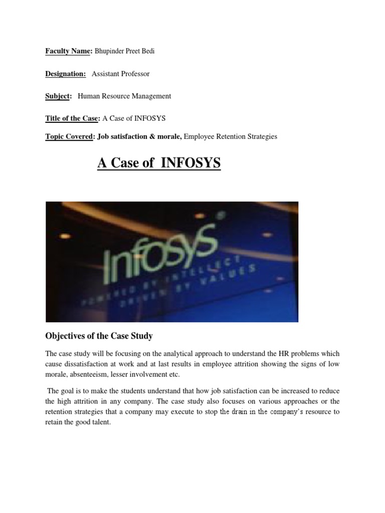 Bhupinder Preet A Case of Infosys | PDF | Employee Retention ...
