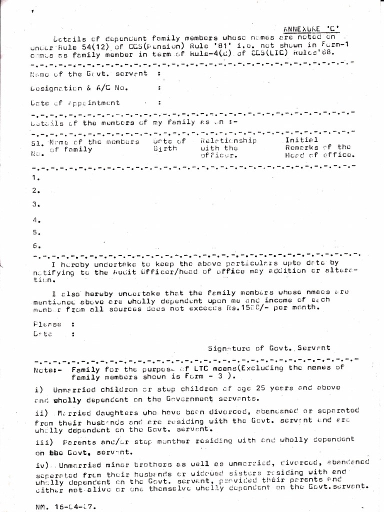 Details For Dependent Family Members | PDF