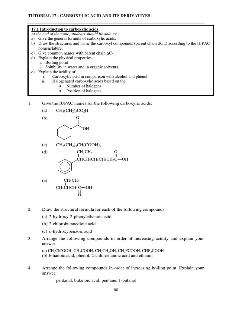 Understanding Carboxylic Acids and Their Derivatives: A Comprehensive Tutorial on the Properties ...