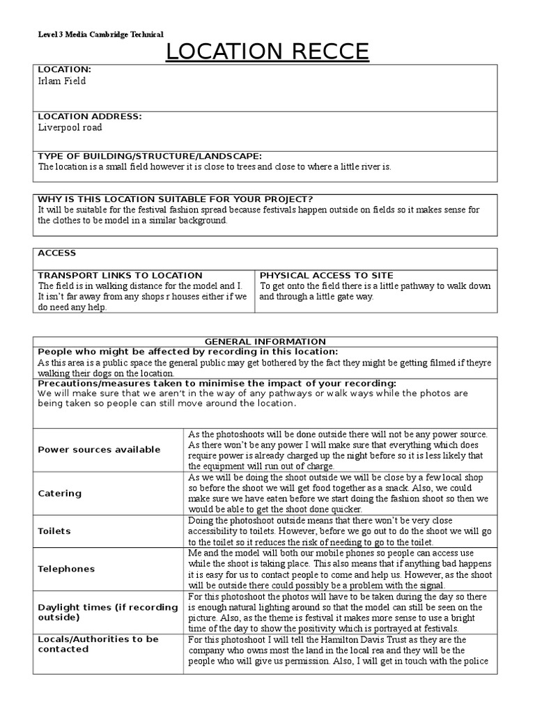 Location Recce | PDF