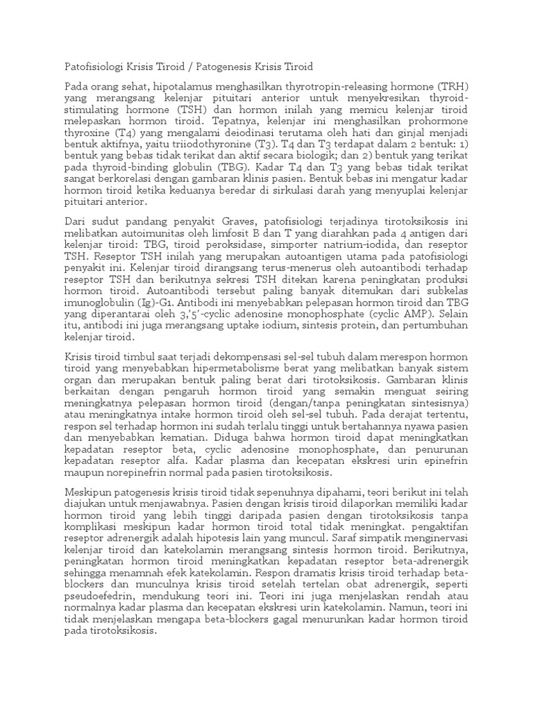Patofisiologi Krisis Tiroid dan Tirotoksikosis | PDF