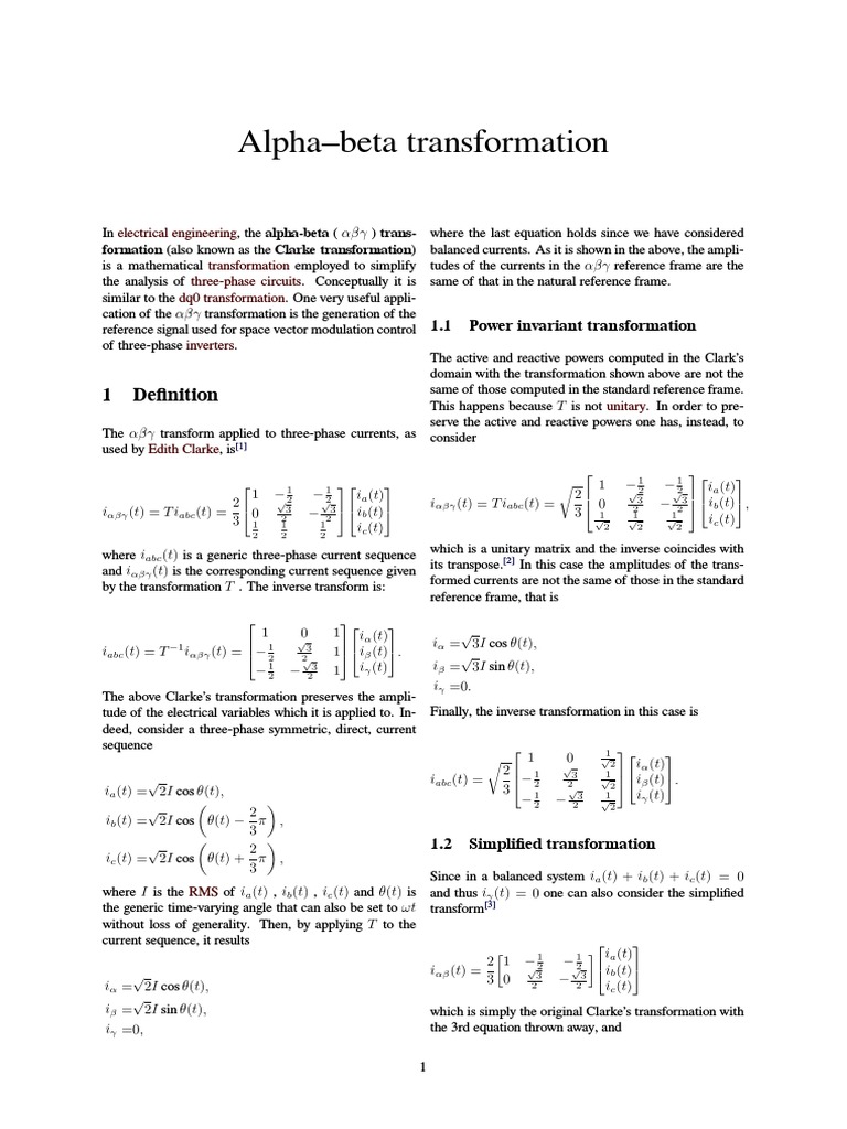 Alpha-Beta Transformation | PDF | Rotation Around A Fixed Axis ...