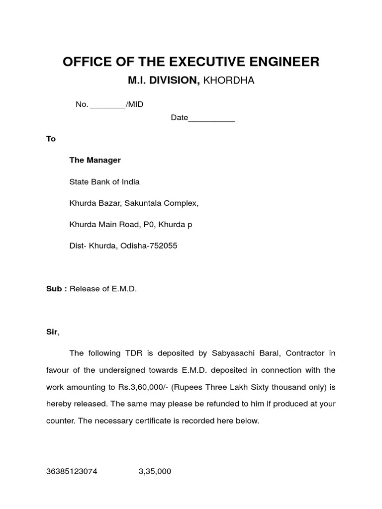 Office of The Executive Engineer | PDF