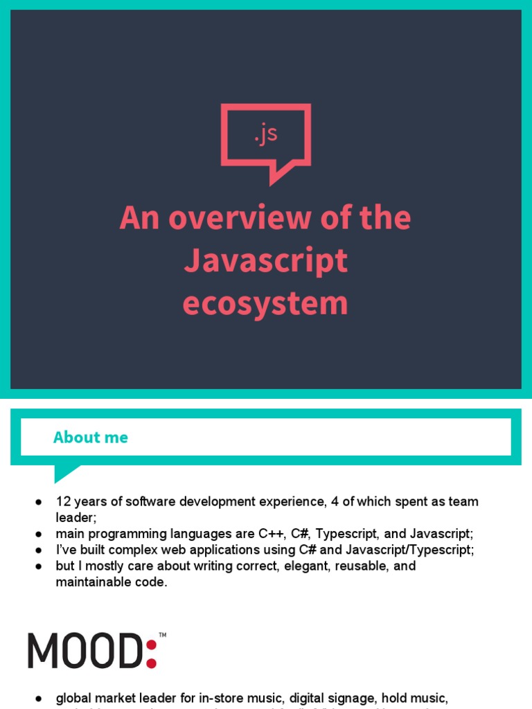 An Overview of The Javascript Ecosystem | PDF | Angular Js | Java Script