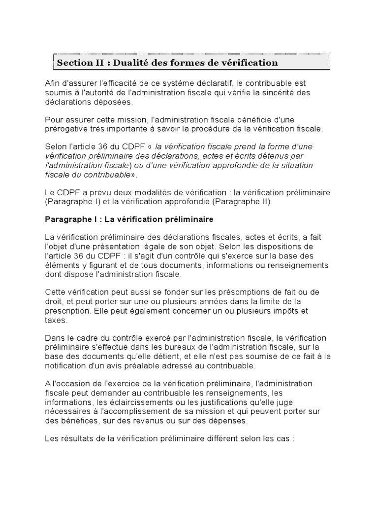 Vérification fiscale : préliminaire et approfondie | PDF | Impôts | Informatique