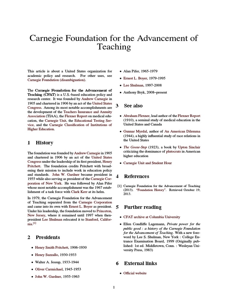Carnegie Foundation For The Advancement of Teaching PDF | PDF | Non ...