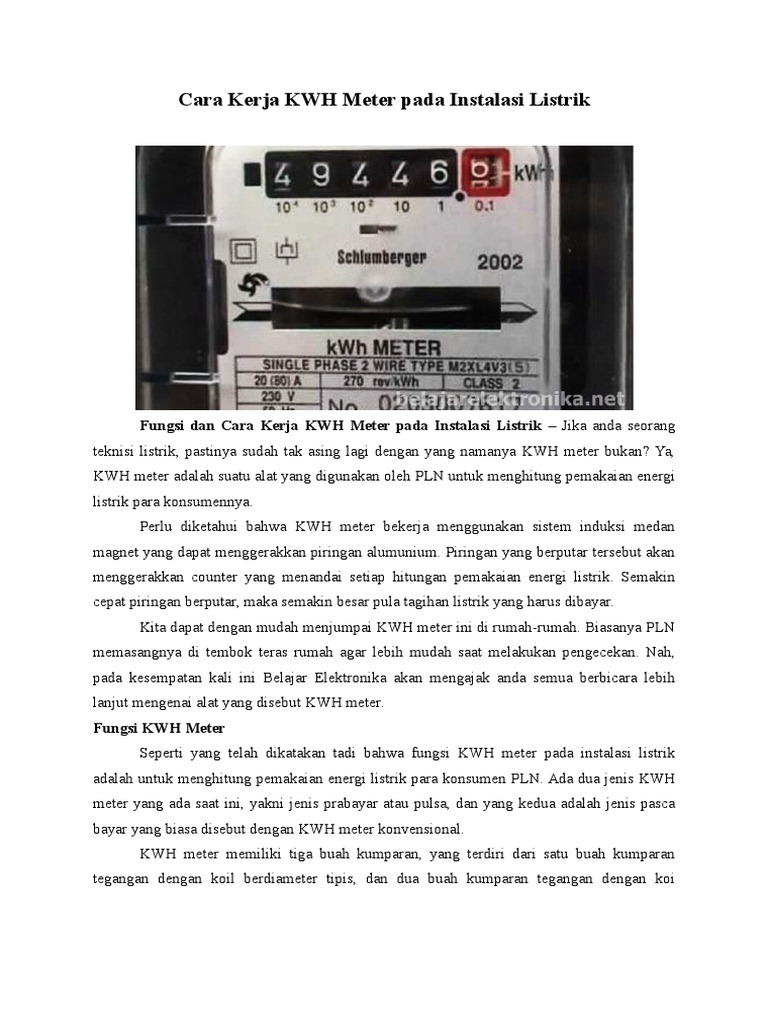 Cara Kerja KWH Meter Pada Instalasi Listrik | PDF