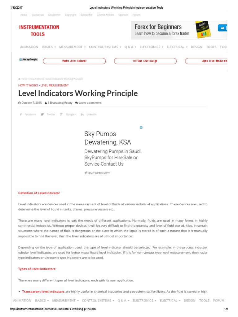 Level Indicators Working Principle Instrumentation Tools1 | PDF ...