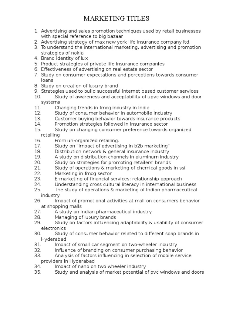Marketing Titles | Consumer Behaviour | Business