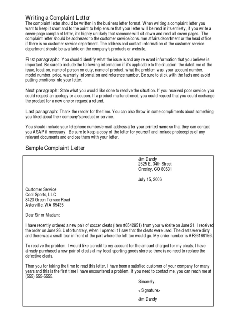 Writing Effective Complaint Letters | PDF | Communication | Wellness