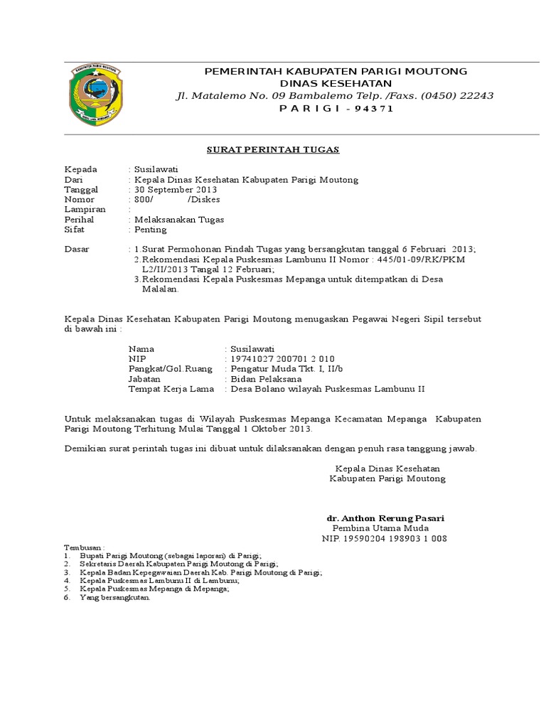 Surat Perintah Tugas | PDF