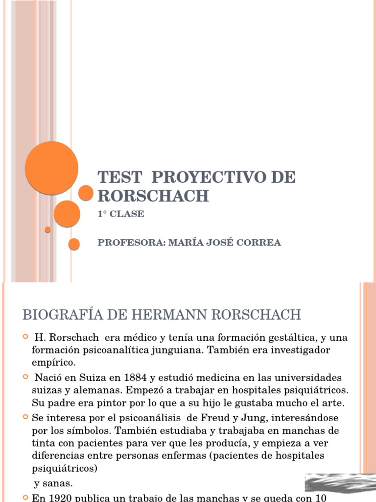 1 Clase Test de Rorschach | PDF | Color | Psicoanálisis