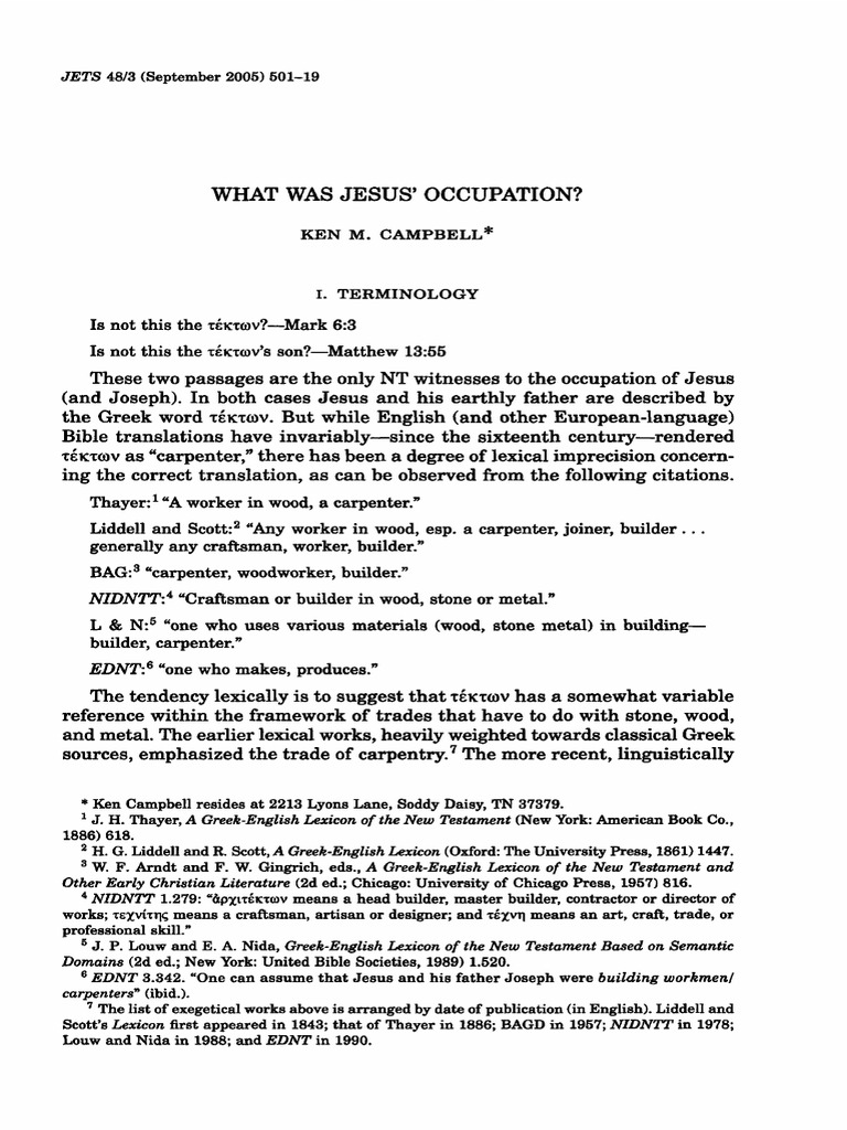 What Was Jesus' Occupation?: Nidntt | PDF | Gospel Of Mark | John The ...