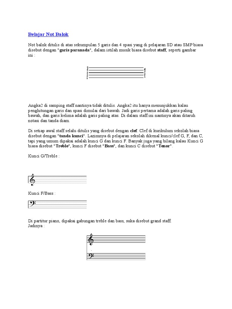 Panduan Belajar Notasi Balok Musik | PDF