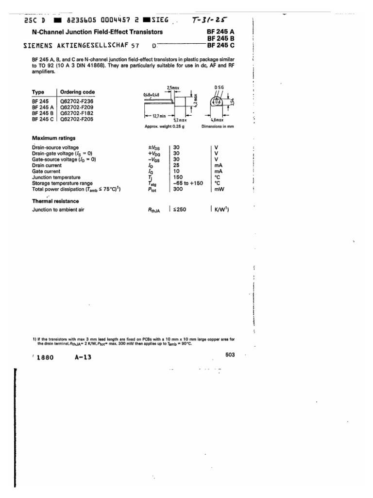 Datasheet BF245 | PDF
