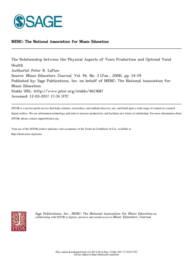The Relationship Between The Physical Aspects of Voice Production and ...