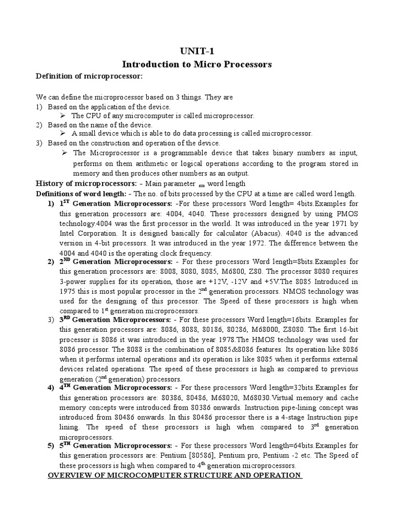 MPMC Unit 1 | PDF | Central Processing Unit | Instruction Set