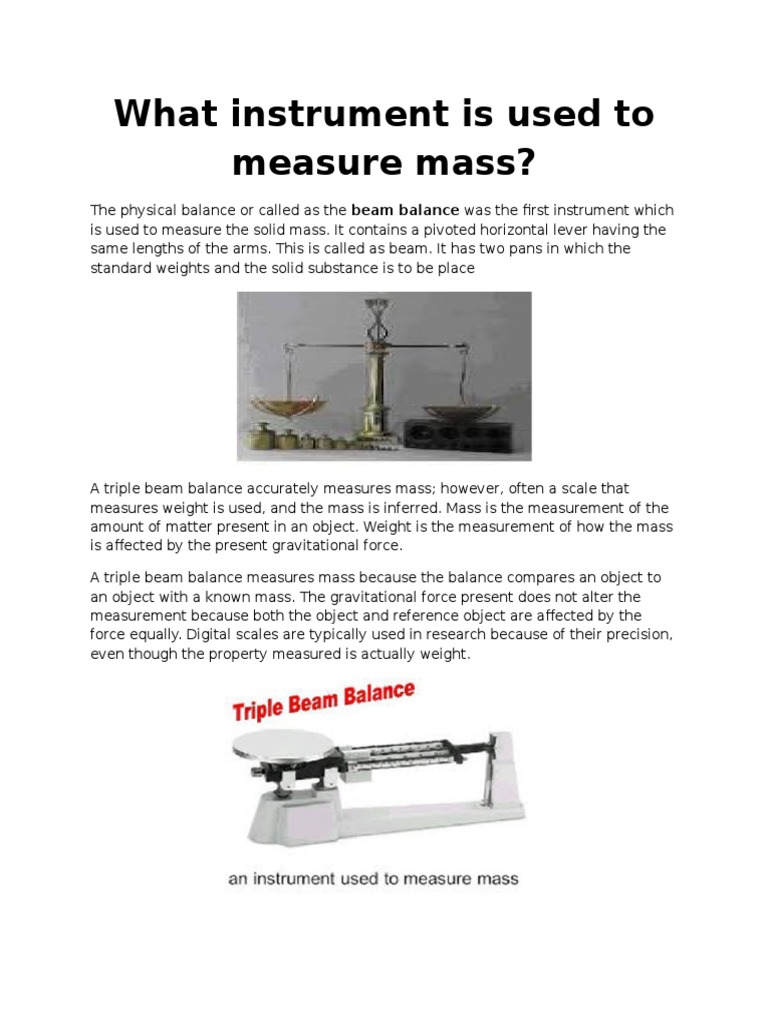 What Instrument Is Used To Measure Mass? | PDF | Science & Mathematics ...