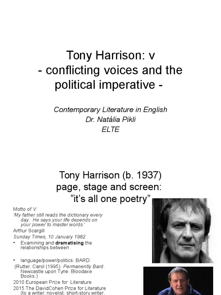Tony Harrison: V - Conflicting Voices and The Political Imperative ...
