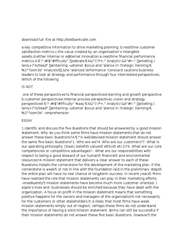 STM Test Bank | PDF | Strategic Management | Strategic Planning