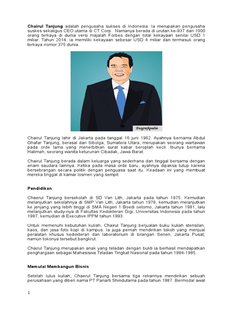 Chairul Tanjung Adalah Pengusaha Sukses Di Indonesia | PDF | Bisnis ...