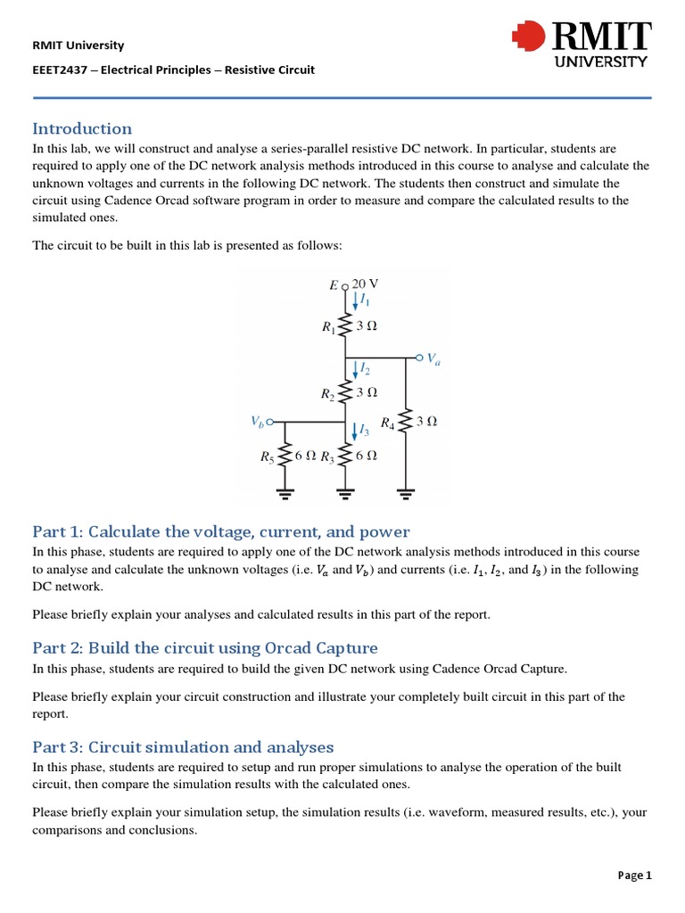 Lab 1 - Resistive Circuit | PDF | Electrical Network | Electromagnetism