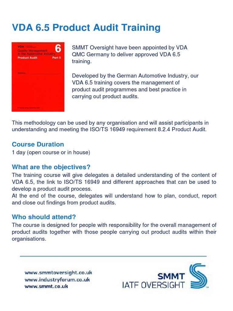 VDA Flyer - 6 5 Product Audit | PDF