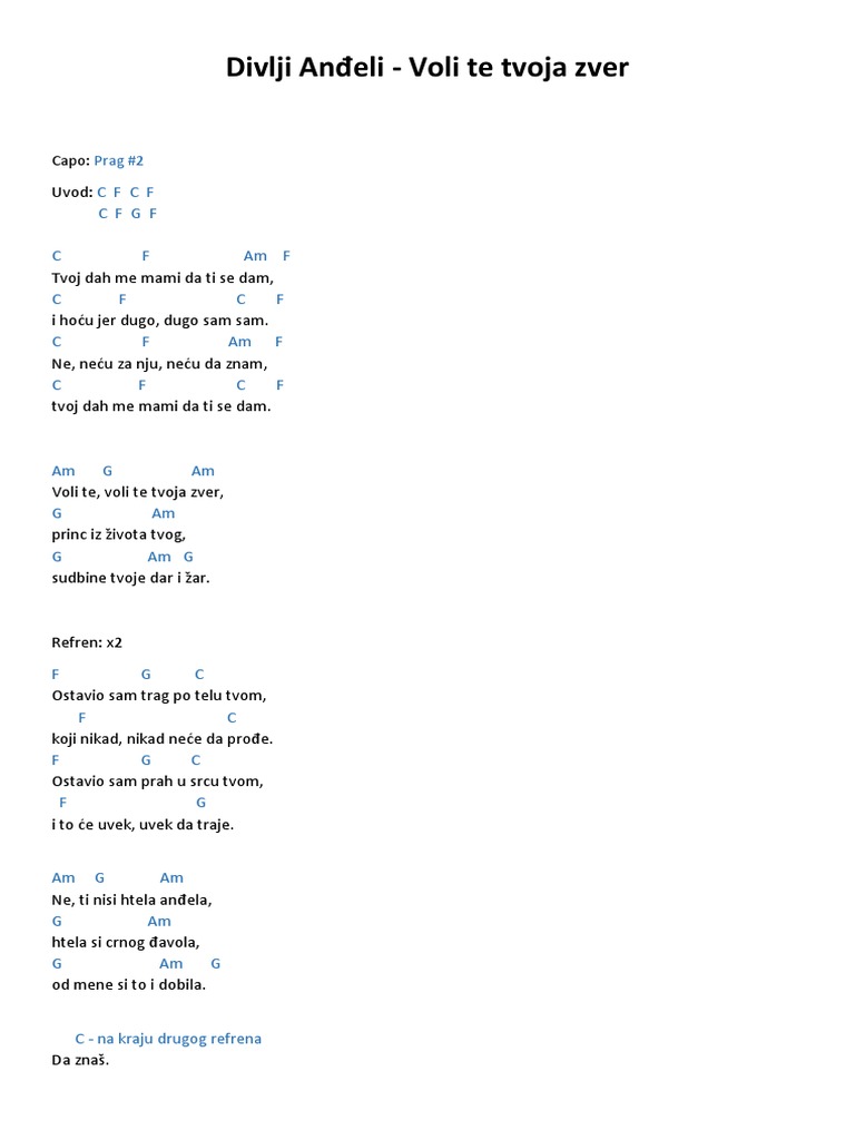 Divlji Anđeli - Voli Te Tvoja Zver | PDF