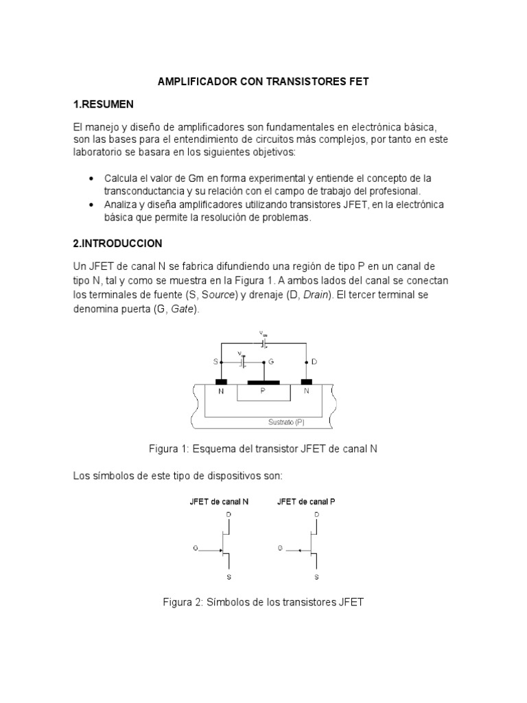 Info Basica 2 - Amplificadores FET | PDF | Transistor | Transistor de unión bipolar