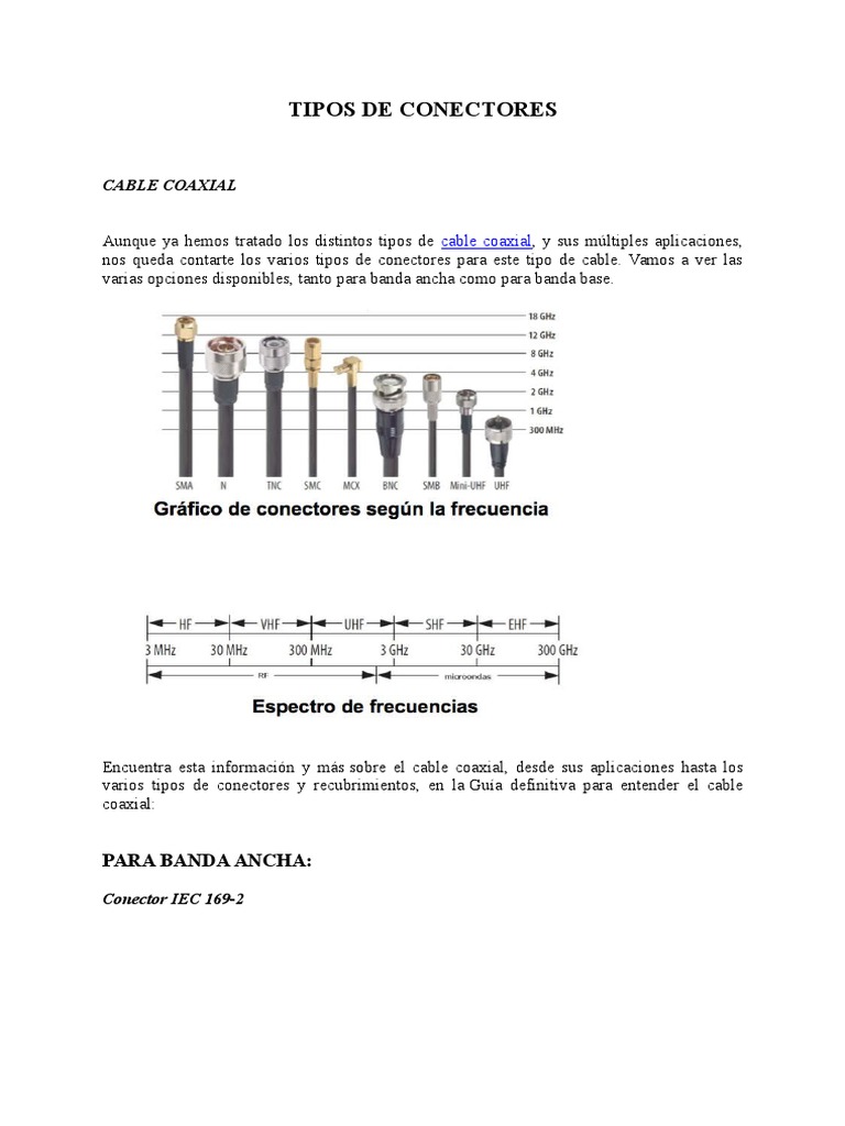 Tipos de Conectores | PDF | Cable coaxial | Electrónica