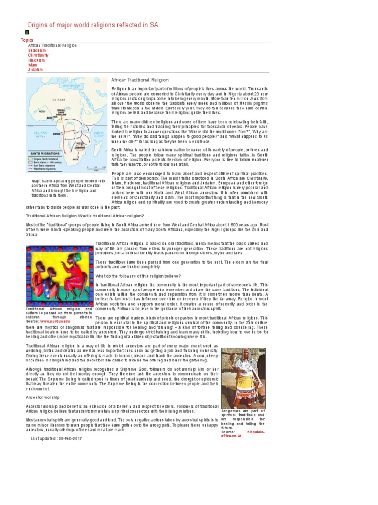 Traditional African Religion in SA | PDF | Veneration Of The Dead ...