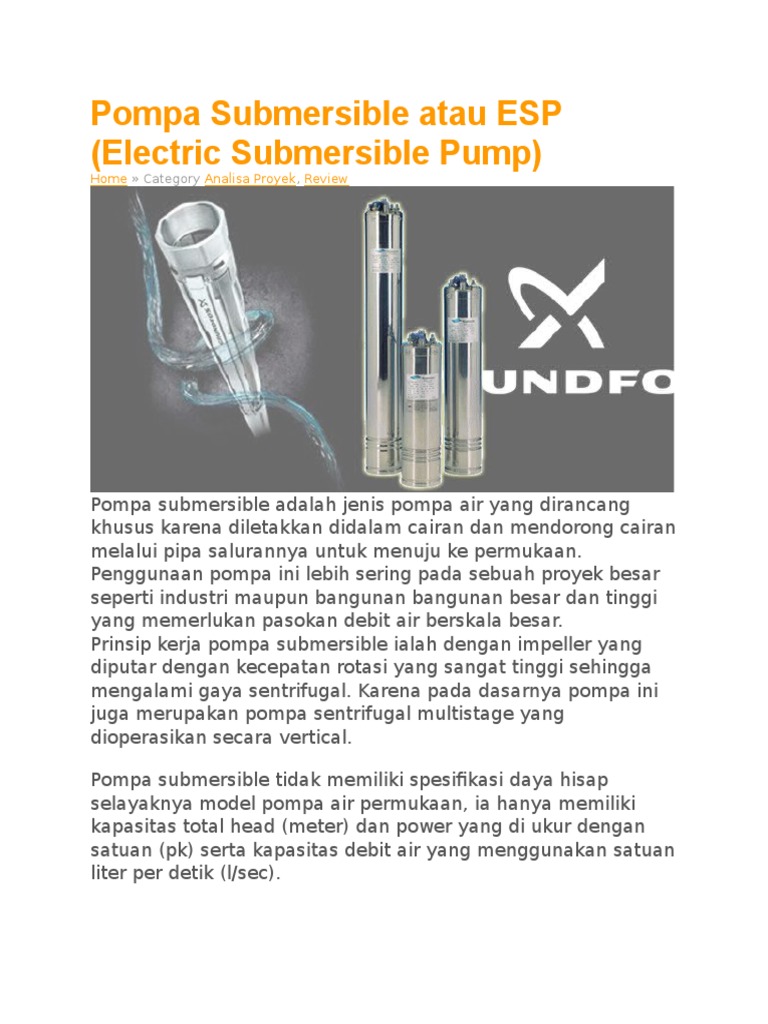 Pompa Submersible Atau ESP | PDF | Griya & Taman