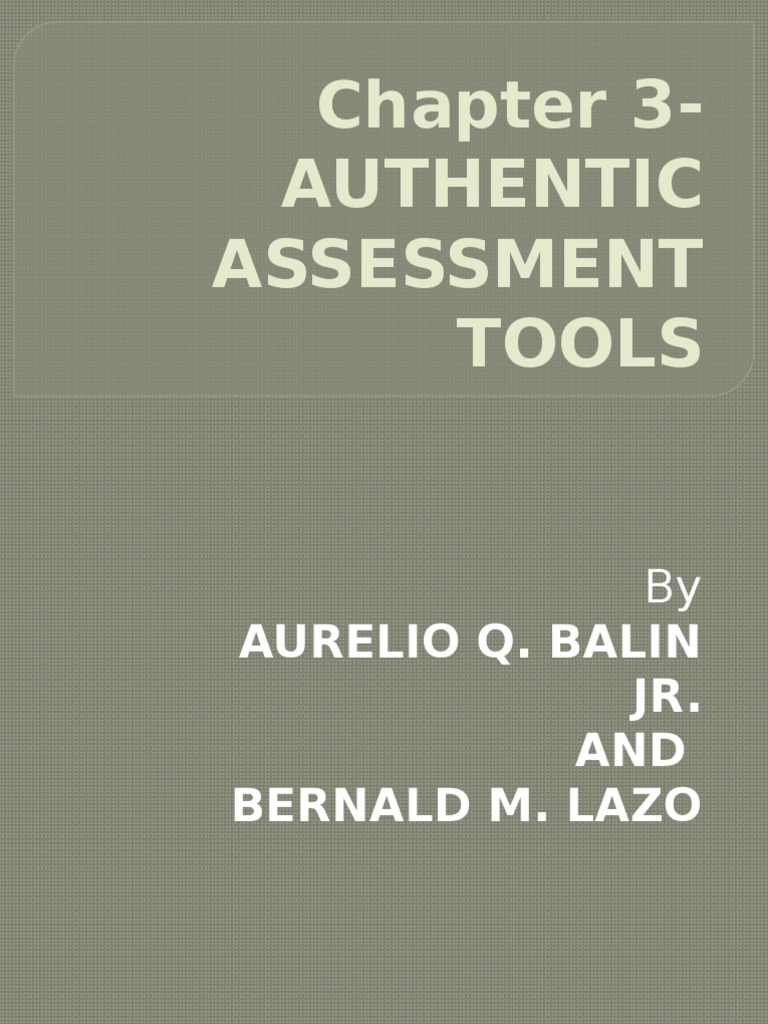 Authentic Assessment Tools | PDF