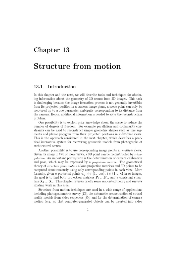 Structure From Motion - 2008-SFM-chapters PDF | PDF | Science & Mathematics