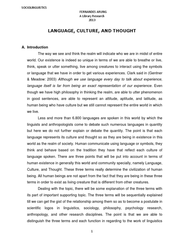 LANGUAGE CULTURE and THOUGHT PDF | PDF | Jealousy | Thought