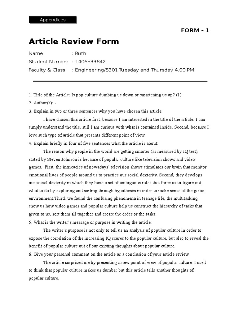 Article Review Form | PDF | Intelligence Quotient | Educational Psychology